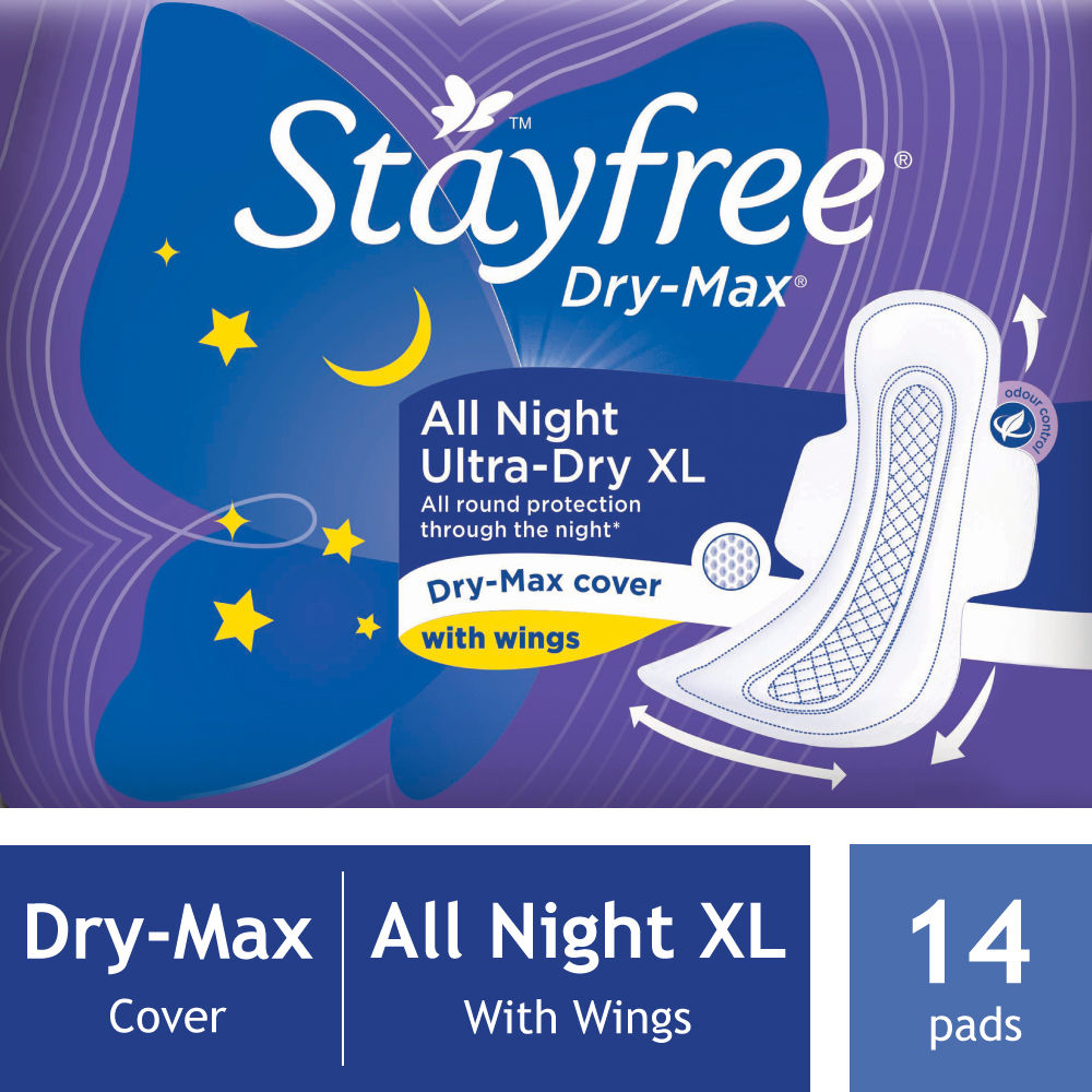 Stayfree Dry-Max All Night Ultra-Dry Pads with Wings XL, 14 Count Price ...