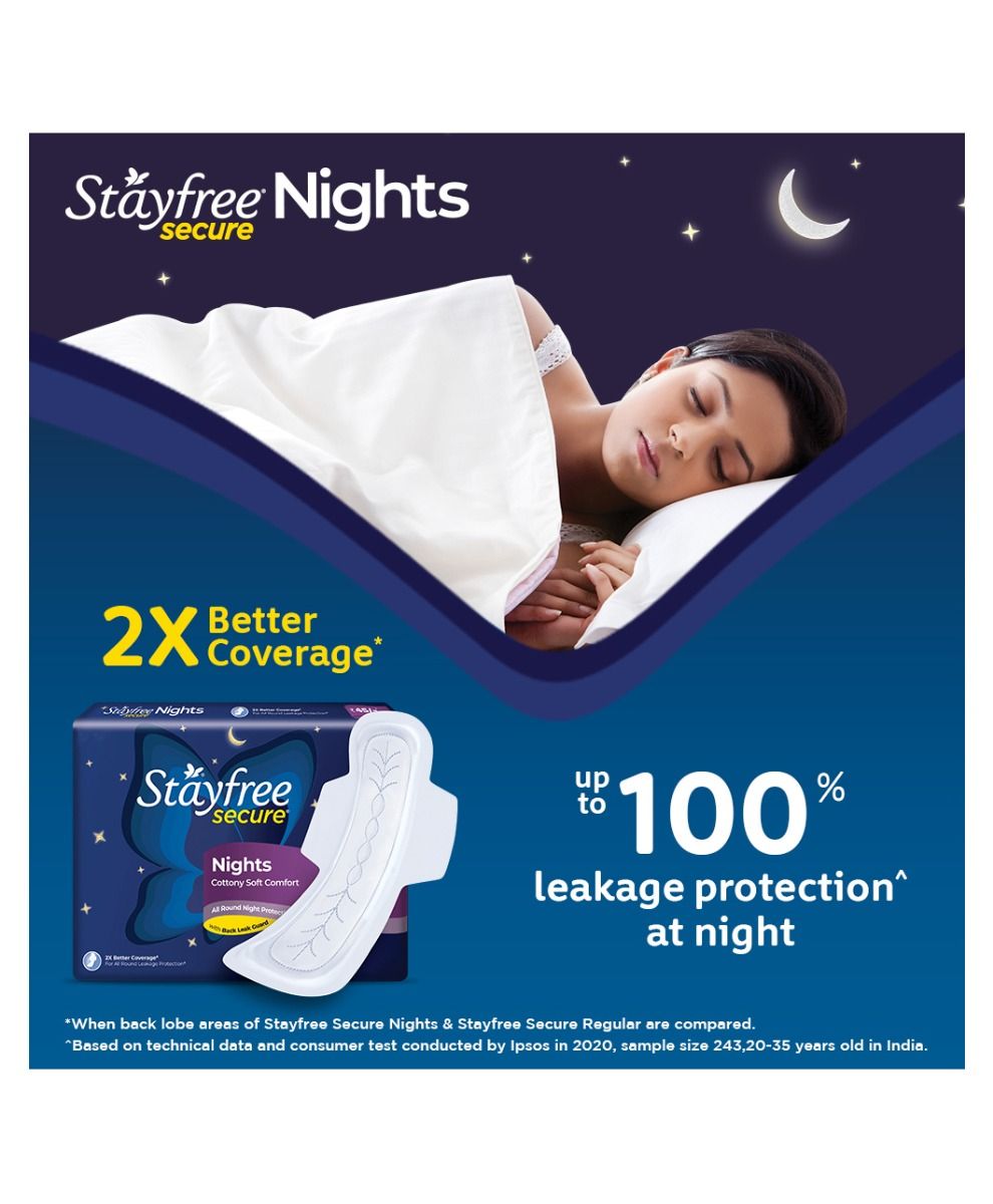 Stayfree Secure Nights Cottony Soft Comfort Sanitary Pad, 6 Count Price ...