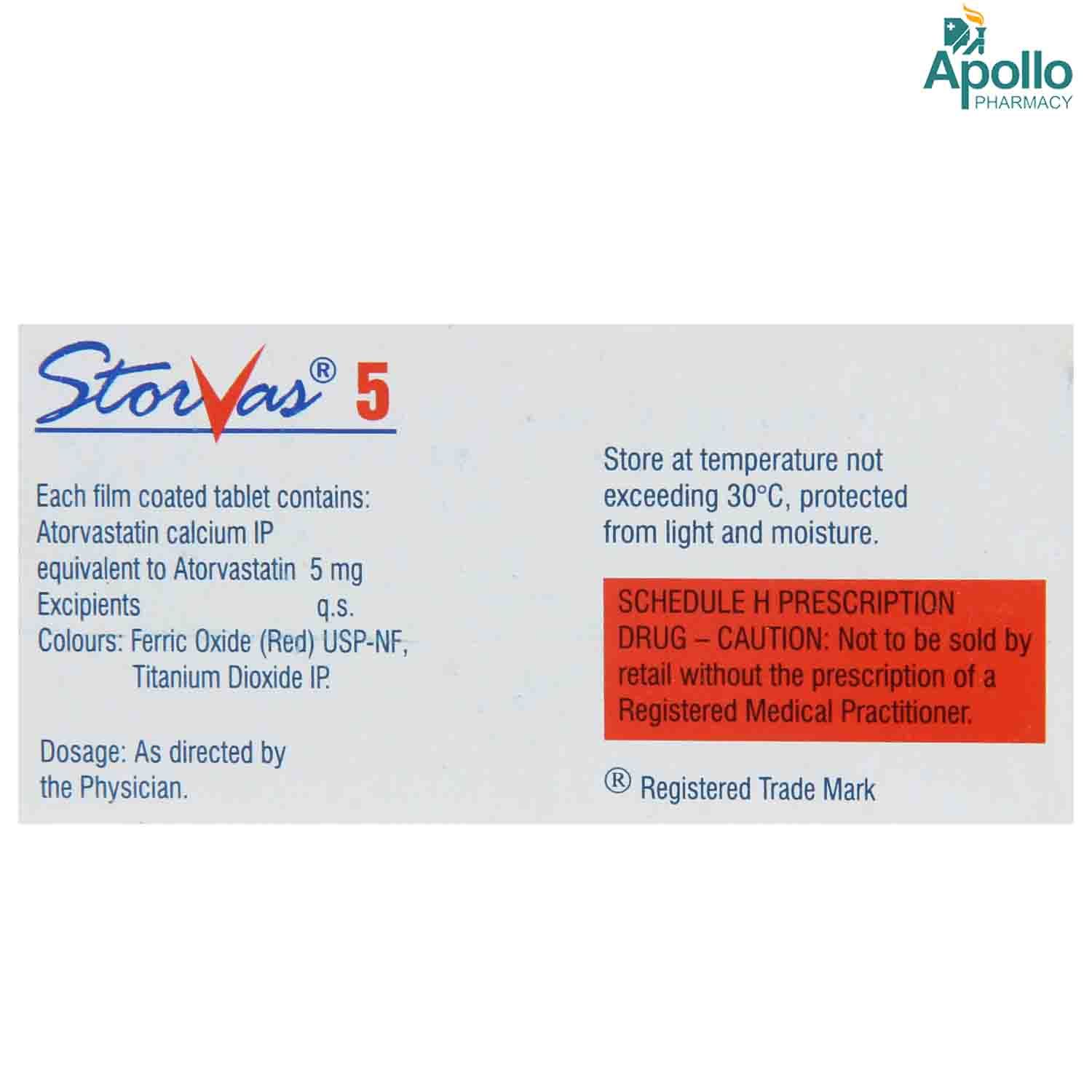 Storvas 5 Tablet 15's Price, Uses, Side Effects, Composition - Apollo ...