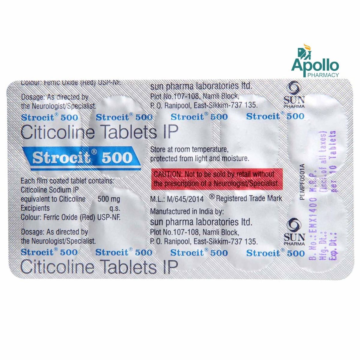 Strocit 500 Tablet 10's Price, Uses, Side Effects, Composition - Apollo ...