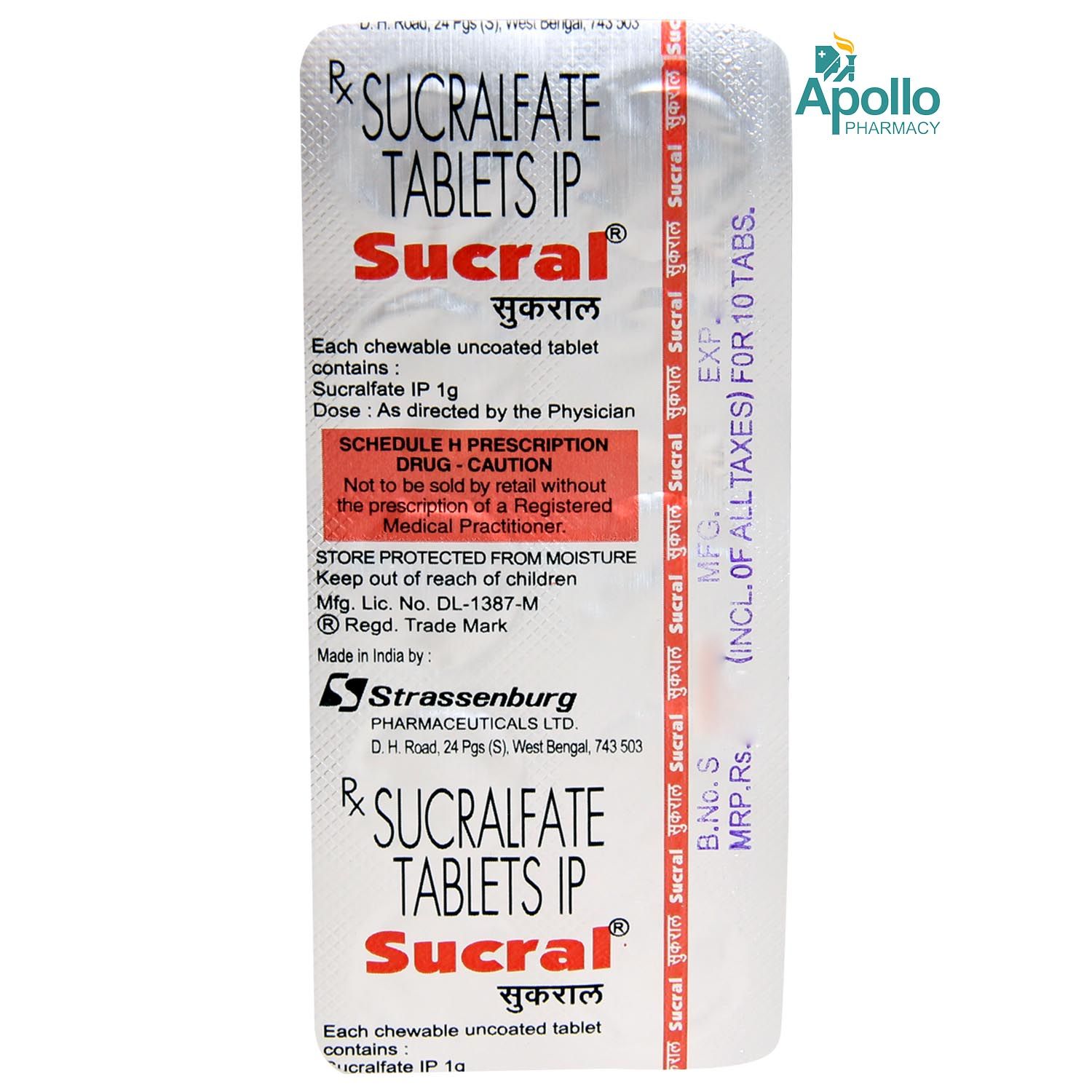 Sucral Tablet 10's Price, Uses, Side Effects, Composition - Apollo Pharmacy