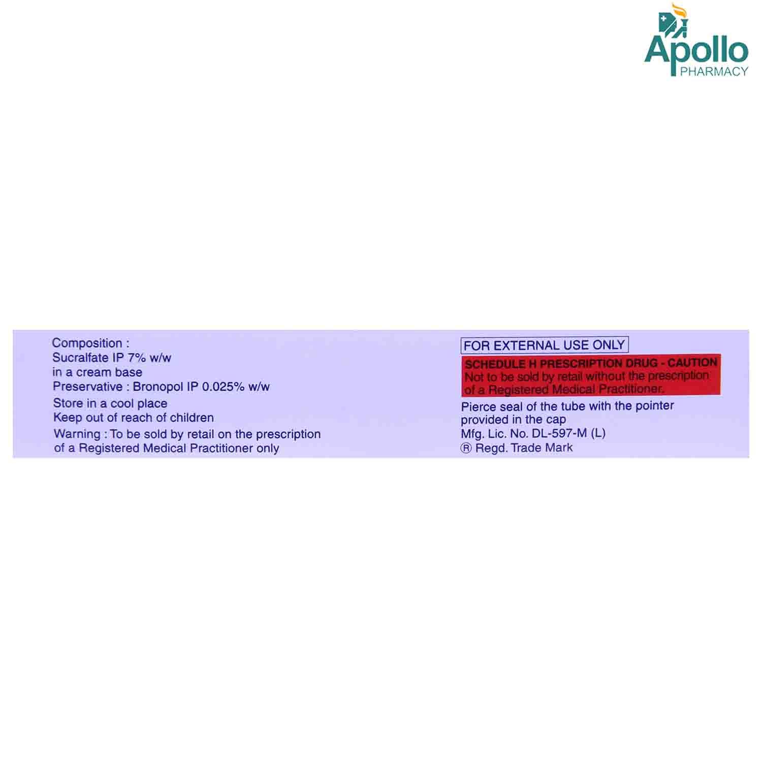 Sucral Cream 20 gm Price, Uses, Side Effects, Composition - Apollo Pharmacy