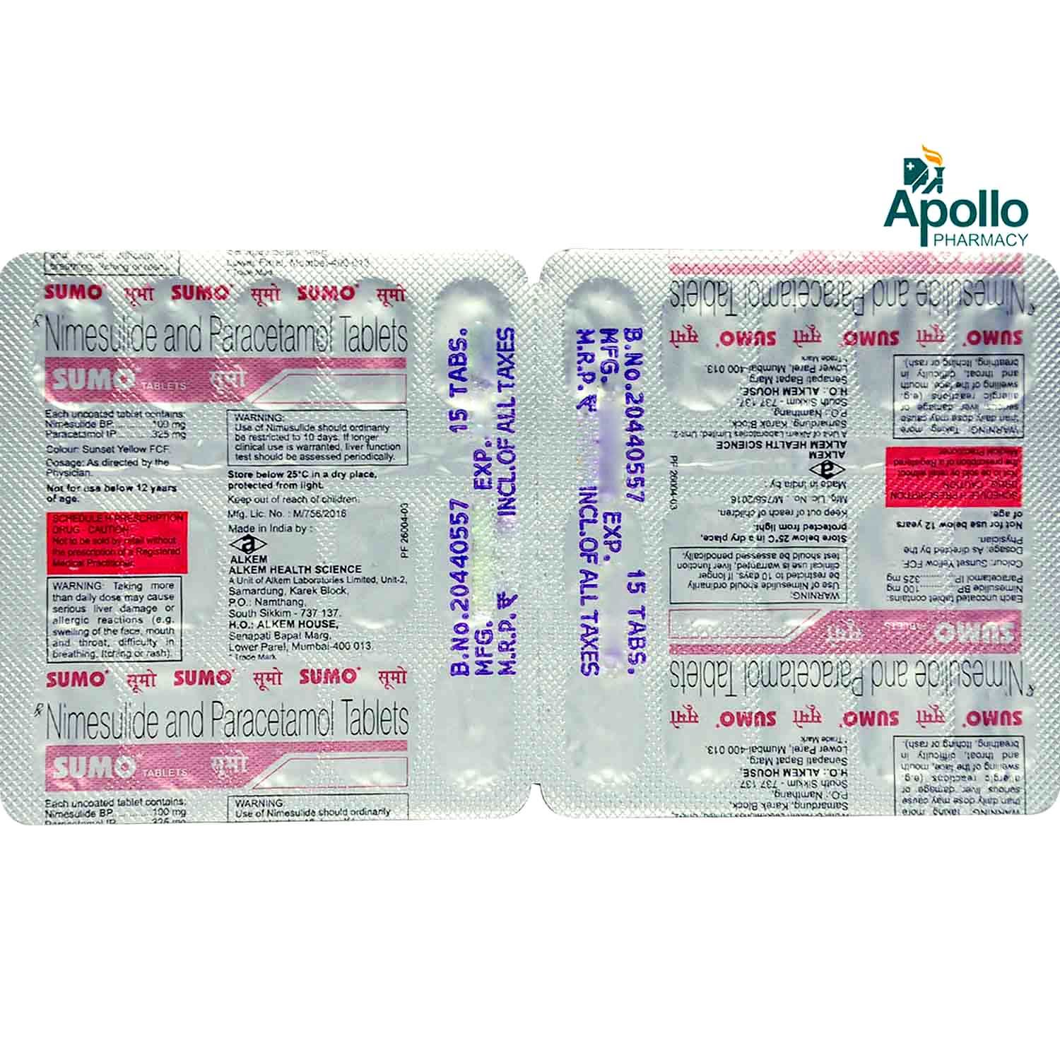 Sumo Tablet | Uses, Side Effects, Price | Apollo Pharmacy