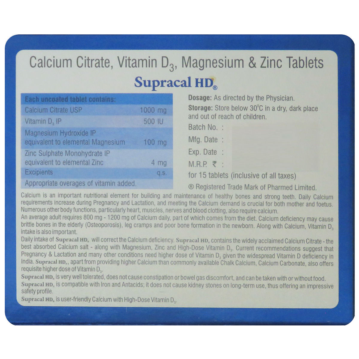 Supracal HD Tablet | Uses, Side Effects, Price | Apollo Pharmacy