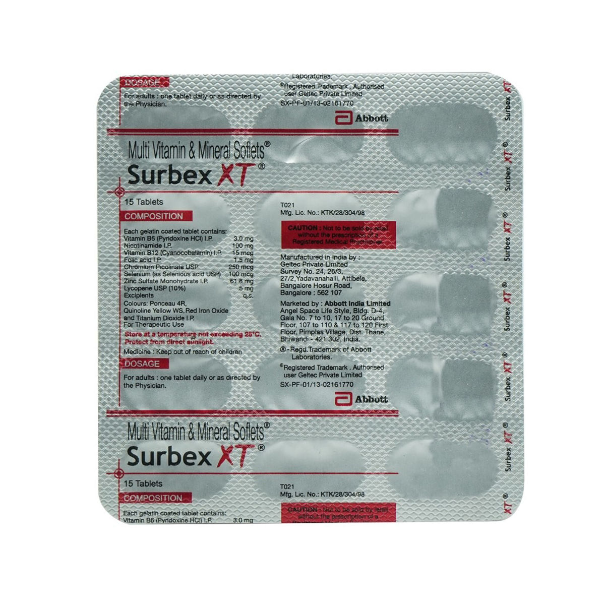 Surbex XT Tablet 15's Price, Uses, Side Effects, Composition - Apollo ...