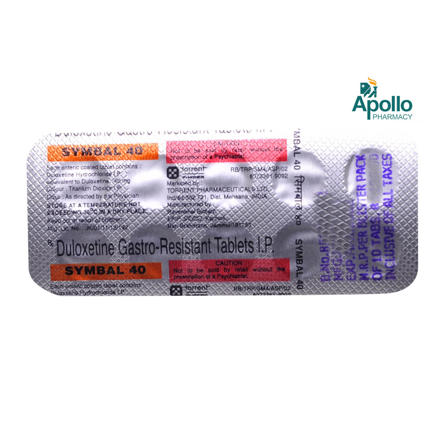 Symbal 40 Tablet 10's Price, Uses, Side Effects, Composition - Apollo ...