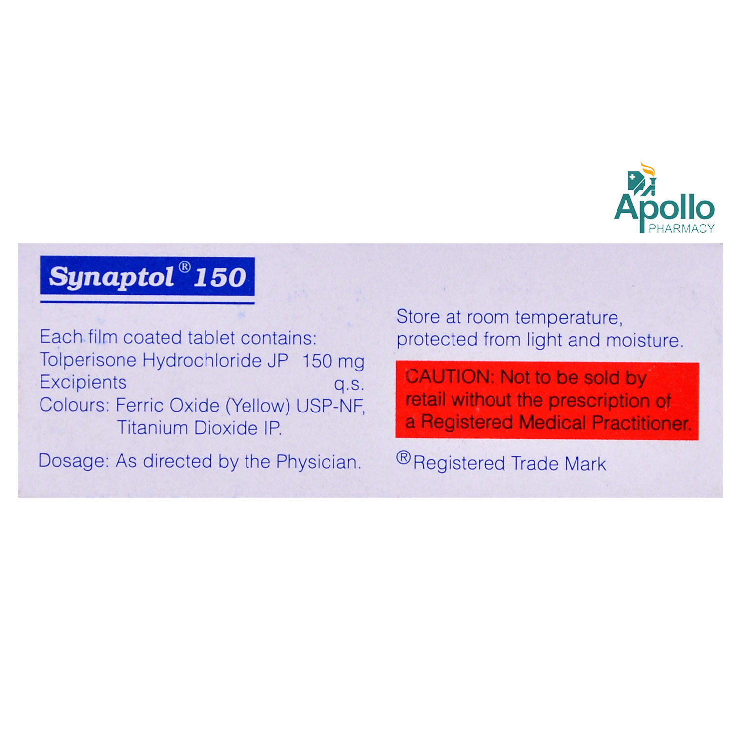 Synaptol 150 Tablet | Uses, Side Effects, Price | Apollo Pharmacy