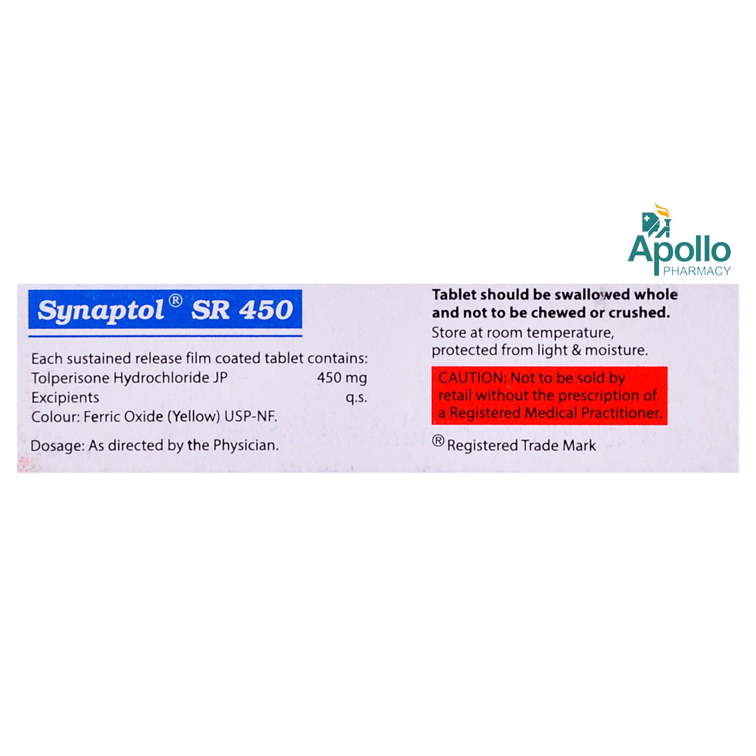 Synaptol SR 450 Tablet 10's Price, Uses, Side Effects, Composition ...