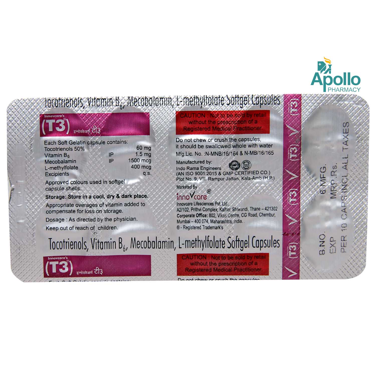 T3 Innovcare Capsule 10's Price, Uses, Side Effects, Composition ...