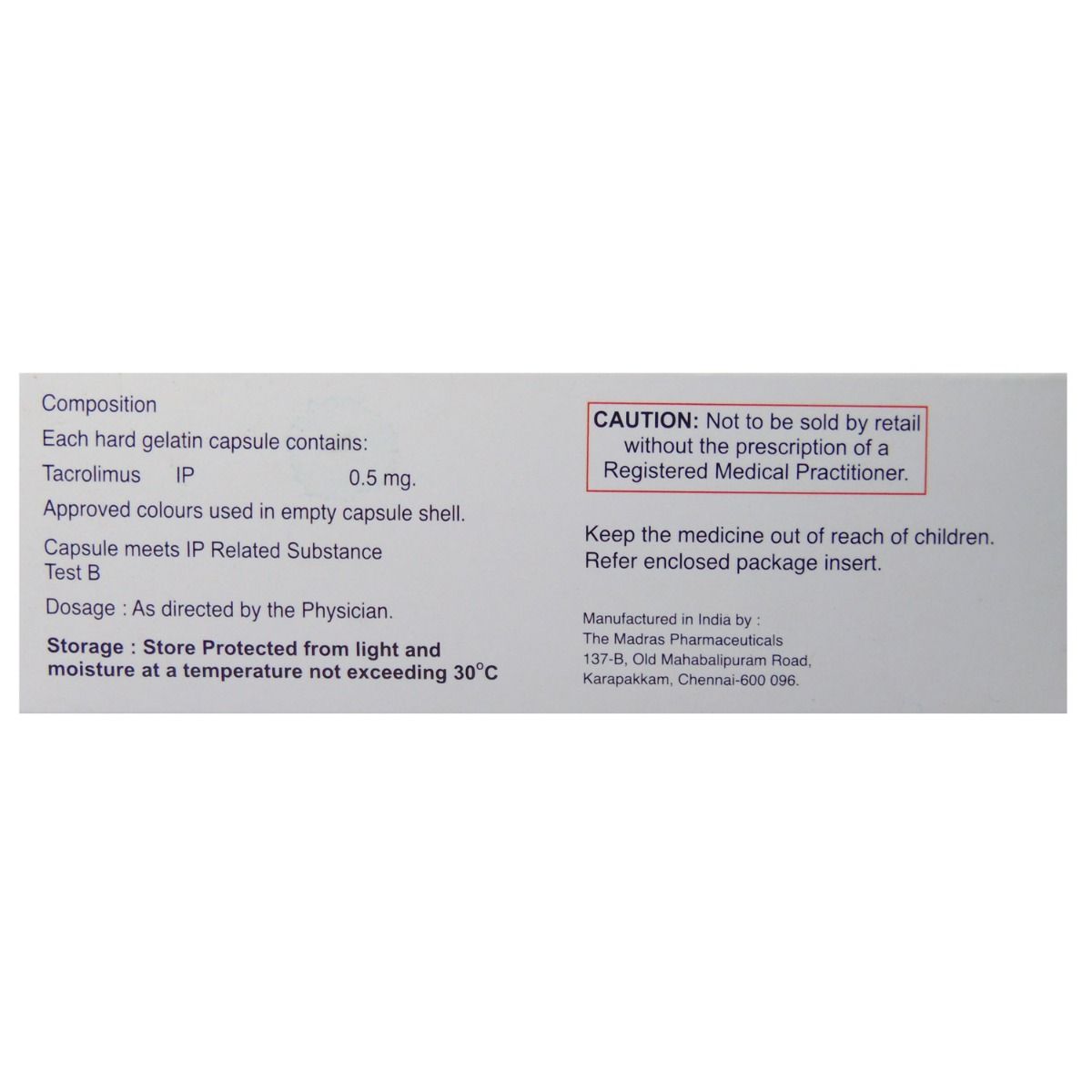 Taclog 0.5Mg Capsule 10'S Price, Uses, Side Effects, Composition ...