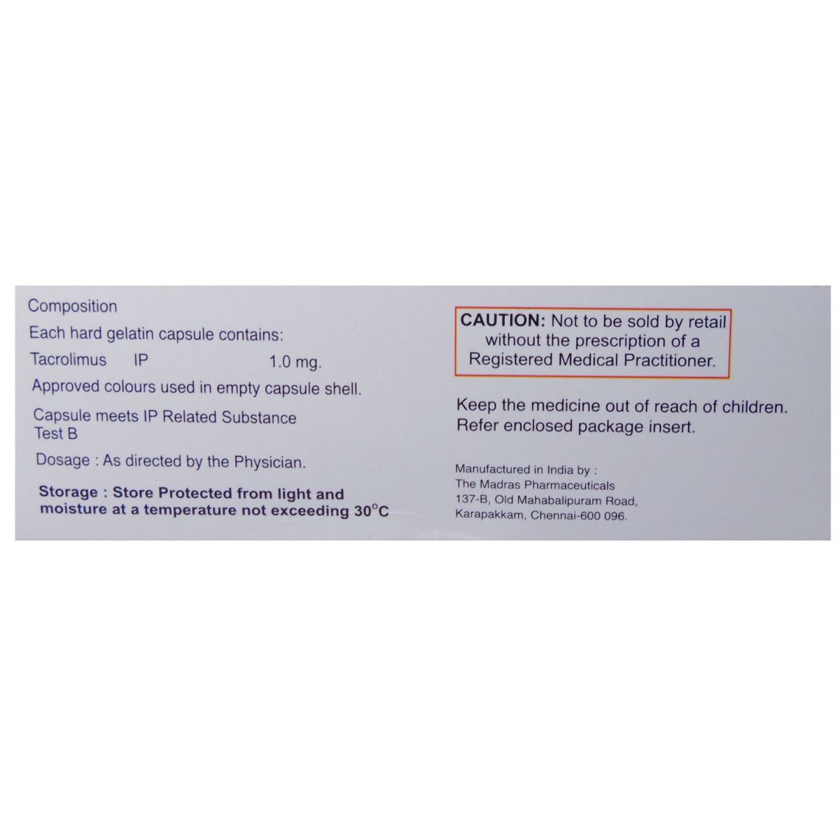 Taclog 1.0Mg Capsule 10'S Price, Uses, Side Effects, Composition ...