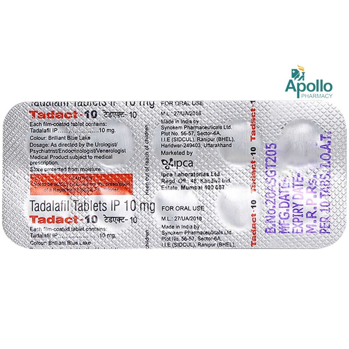 Tadact 10 Tablet 10's Price, Uses, Side Effects, Composition - Apollo ...