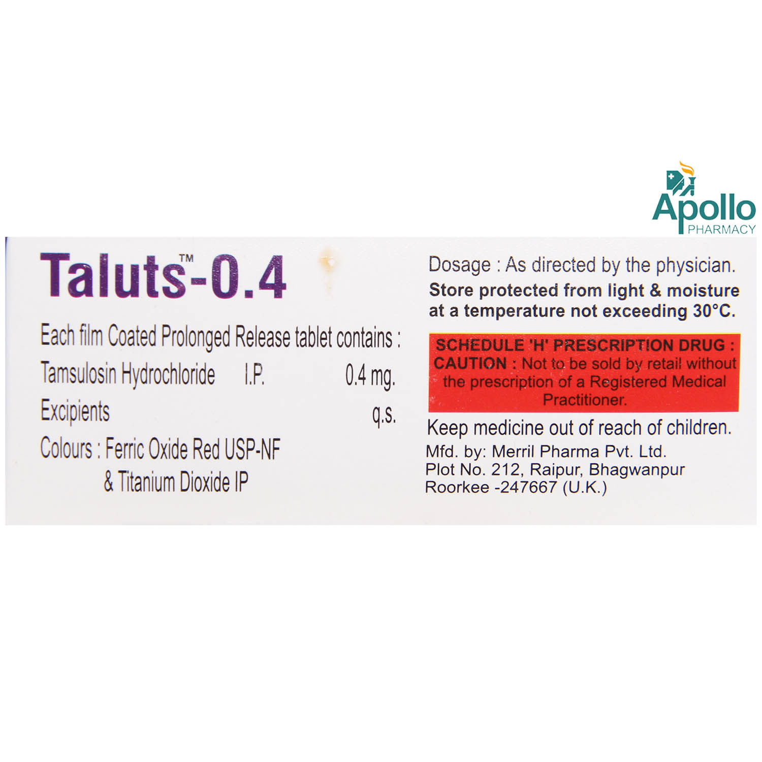 Taluts-0.4Mg Pr Tablet 10'S Price, Uses, Side Effects, Composition ...