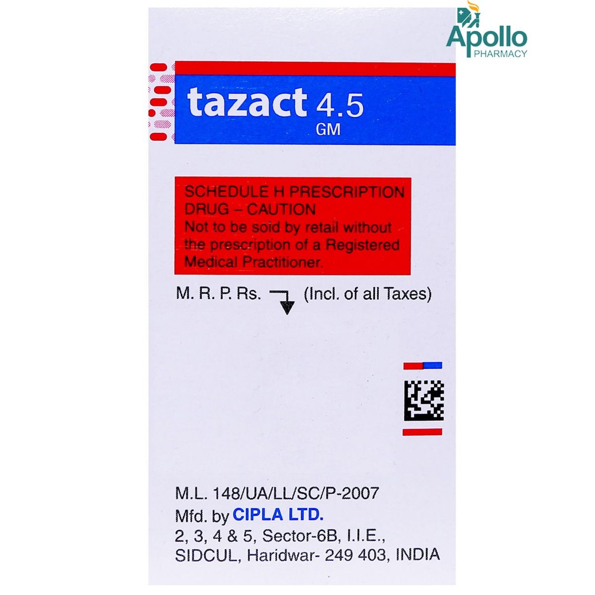 Tazact 4.5gm Injection 1's Price, Uses, Side Effects, Composition ...
