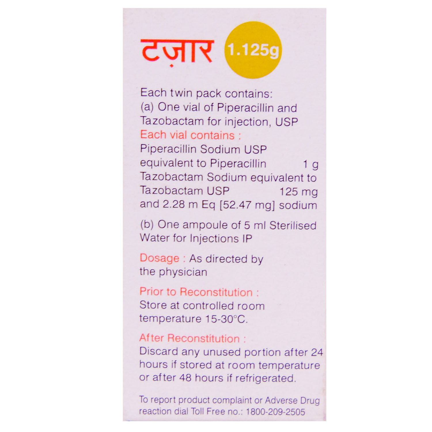 TAZAR INJECTION 1.125GM Price, Uses, Side Effects, Composition - Apollo ...