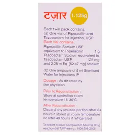 Tazar 1.125 gm Injection | Uses, Side Effects, Price | Apollo Pharmacy