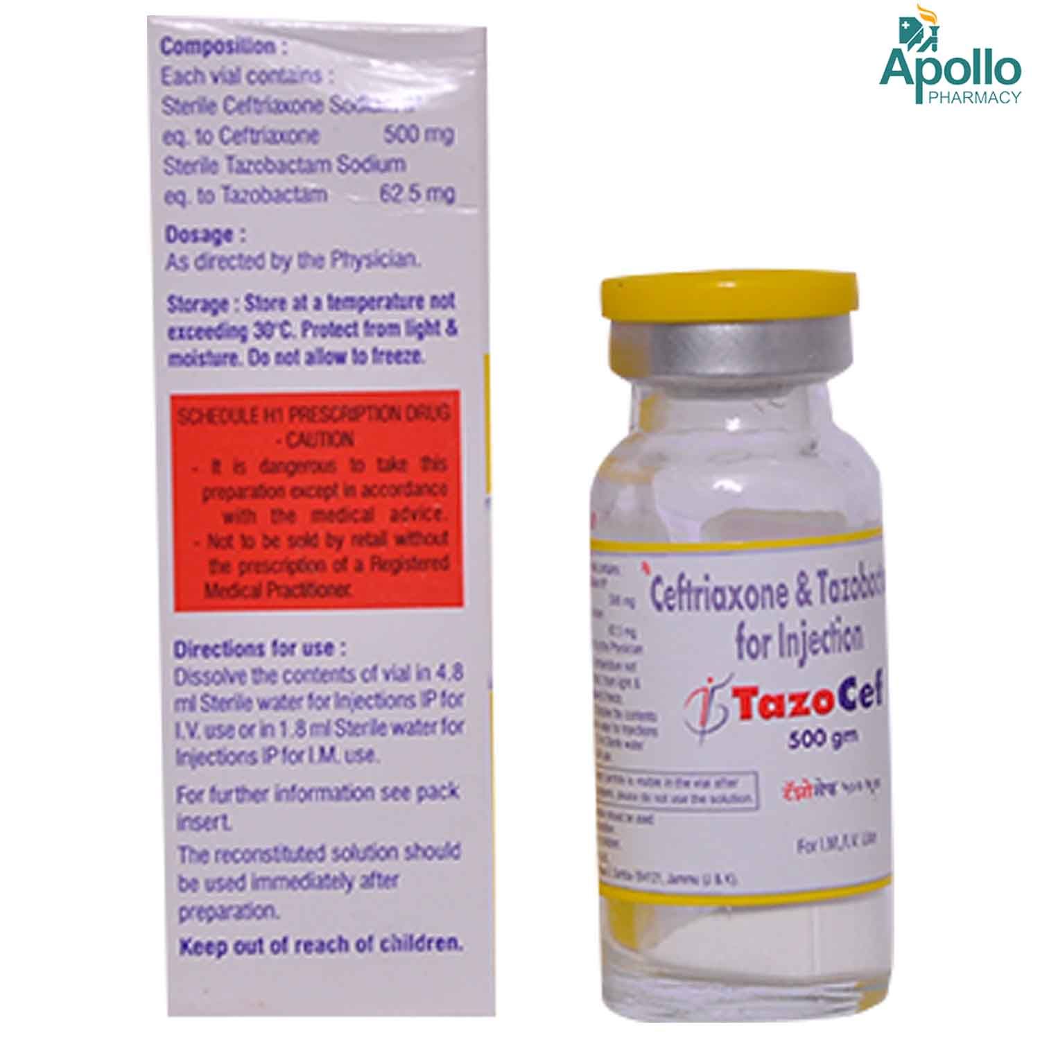 TAZOCEF 500MG INJECTION Price, Uses, Side Effects, Composition - Apollo ...