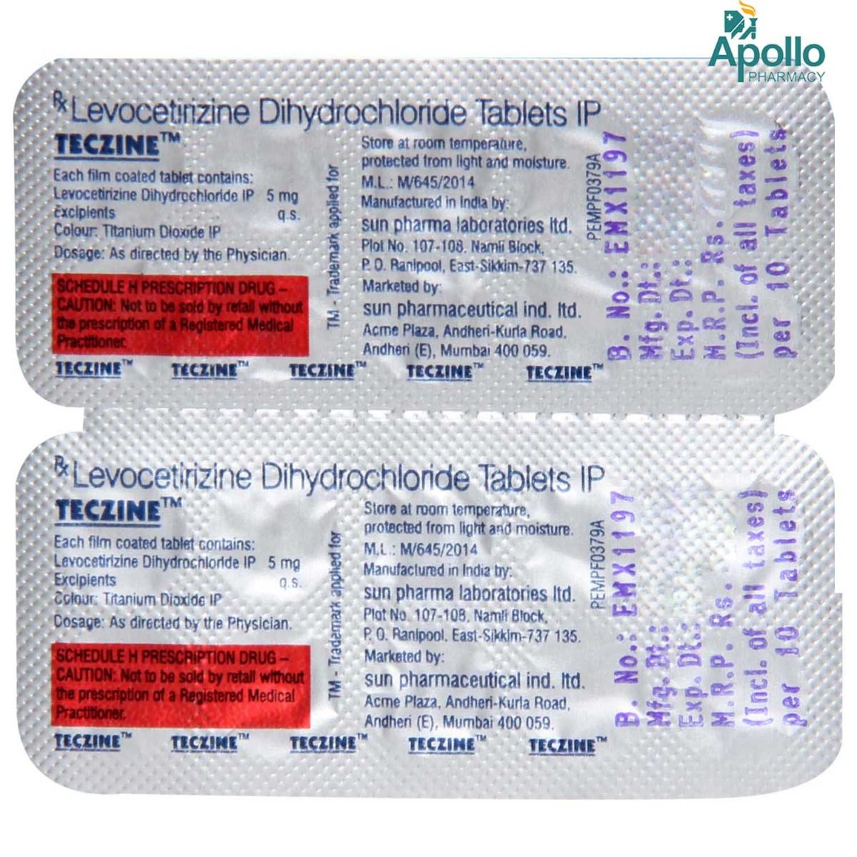 Teczine Tablet 10's Price, Uses, Side Effects, Composition - Apollo ...