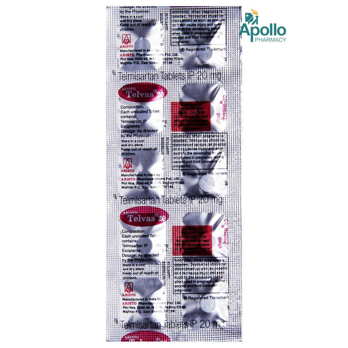 Telvas 20 Tablet | Uses, Side Effects, Price | Apollo Pharmacy