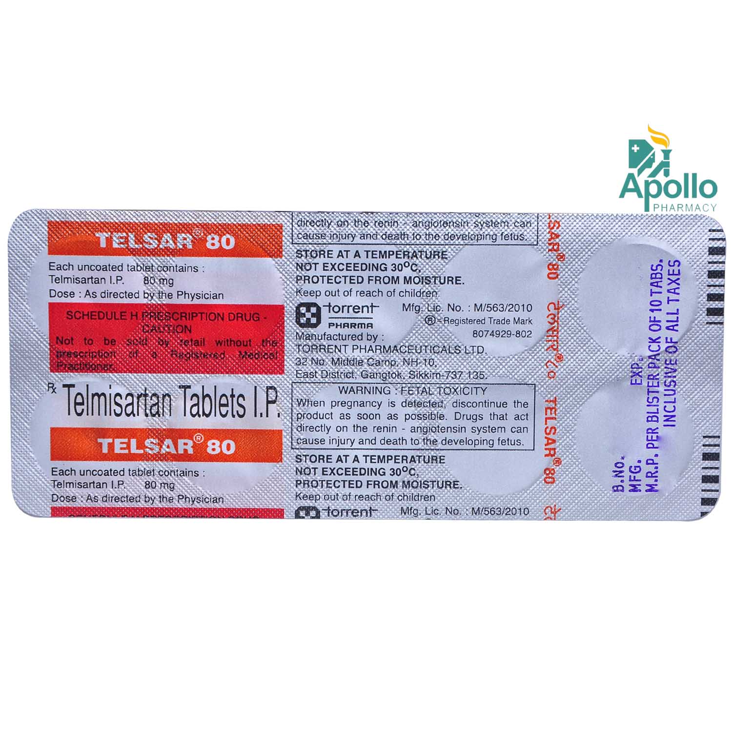 Telsar 80 Tablet 10's Price, Uses, Side Effects, Composition - Apollo ...