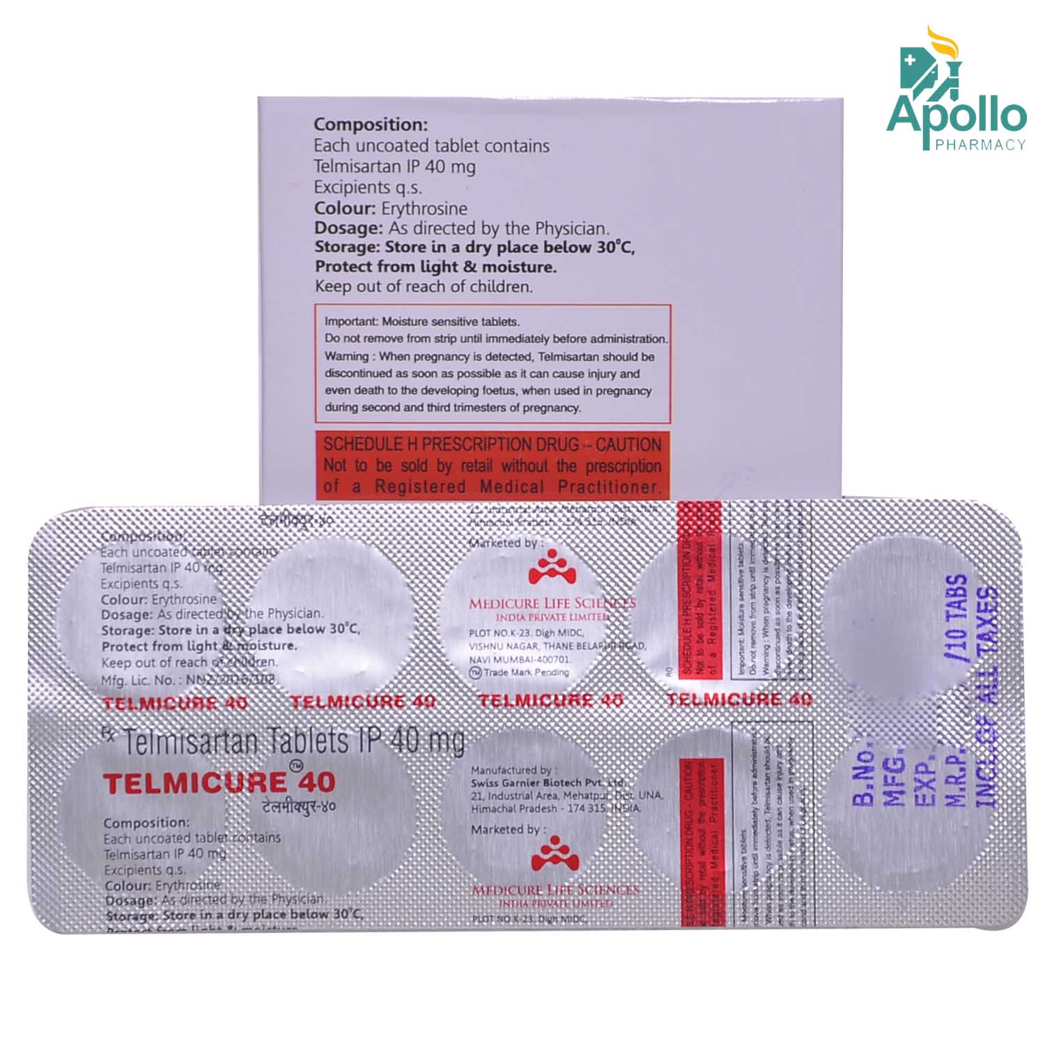 Telmicure 40 Tablet 10's Price, Uses, Side Effects, Composition ...