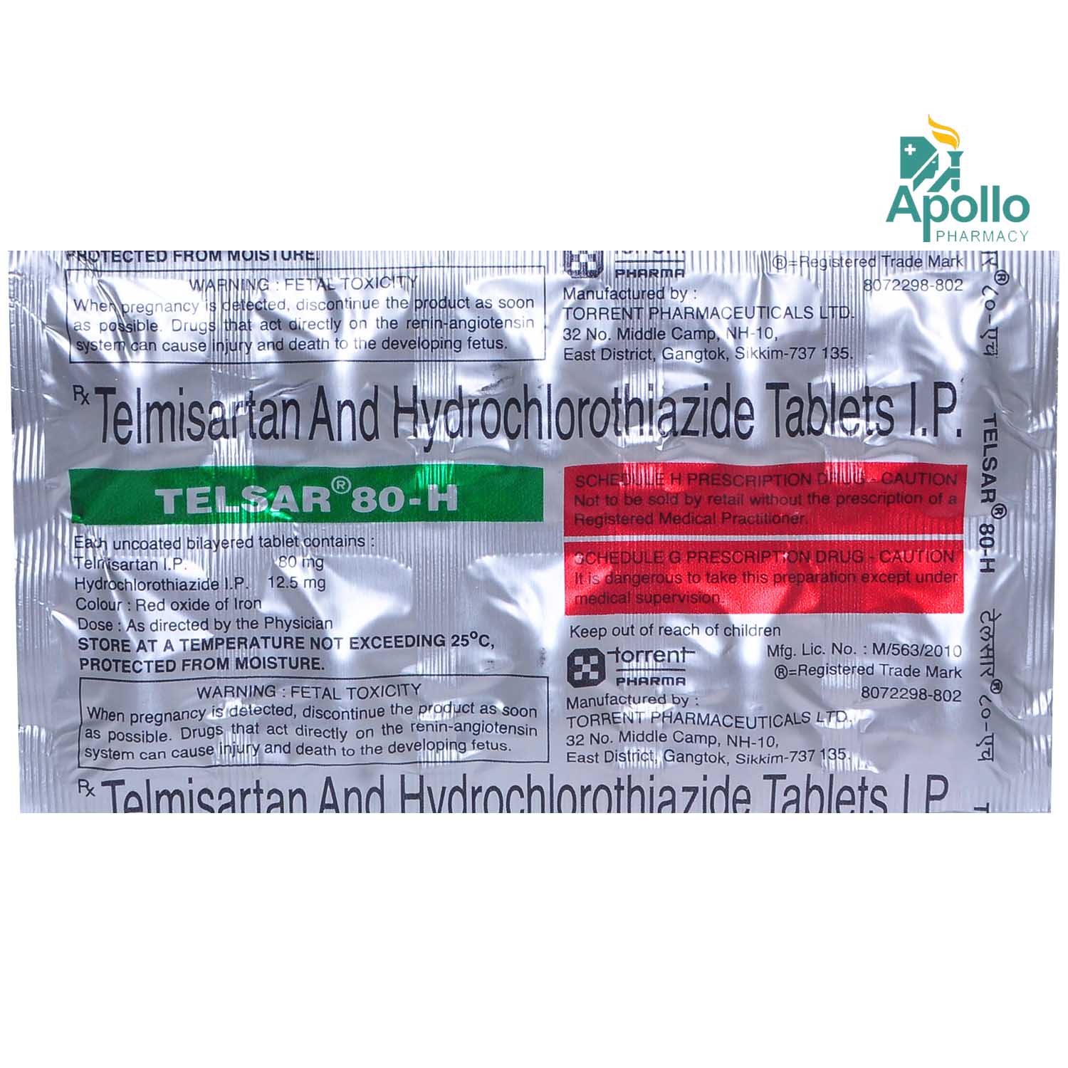 Telsar 80-H Tablet 10's Price, Uses, Side Effects, Composition - Apollo ...