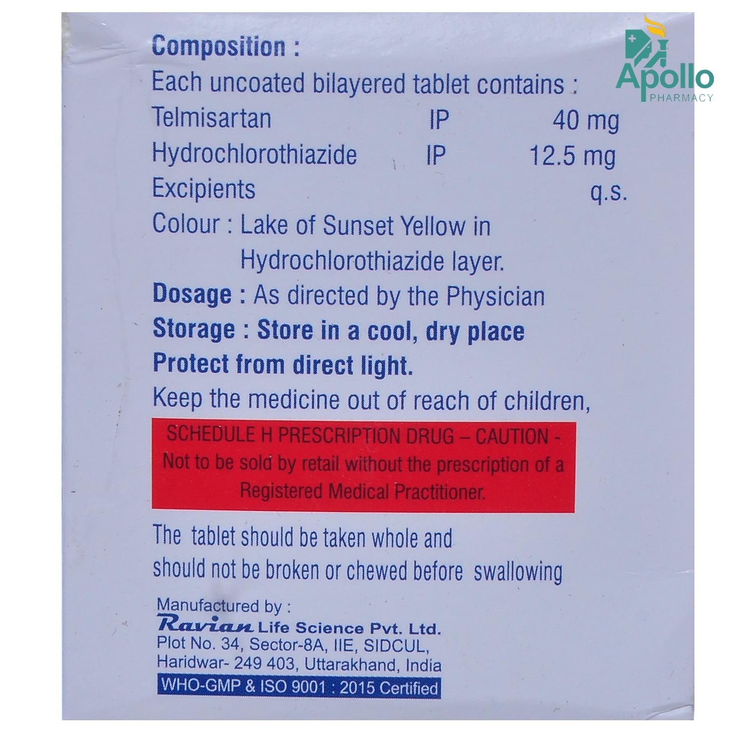 Telmidil-H Tablet 10's Price, Uses, Side Effects, Composition - Apollo ...