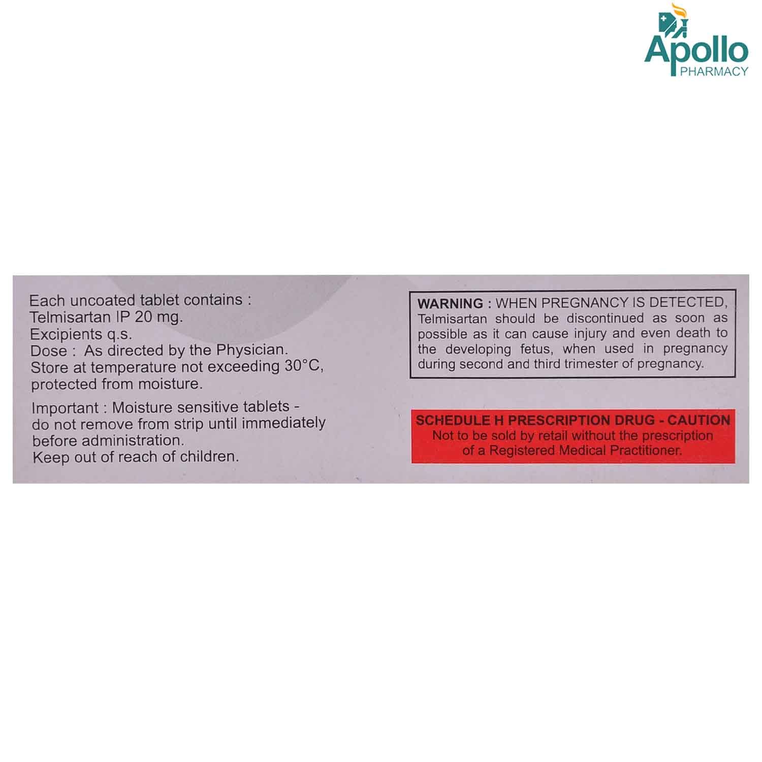 Telmikaa 20 Tablet 10's Price, Uses, Side Effects, Composition - Apollo ...