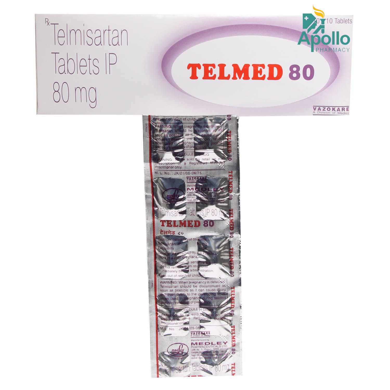 Telmed 80 Tablet | Uses, Side Effects, Price | Apollo Pharmacy