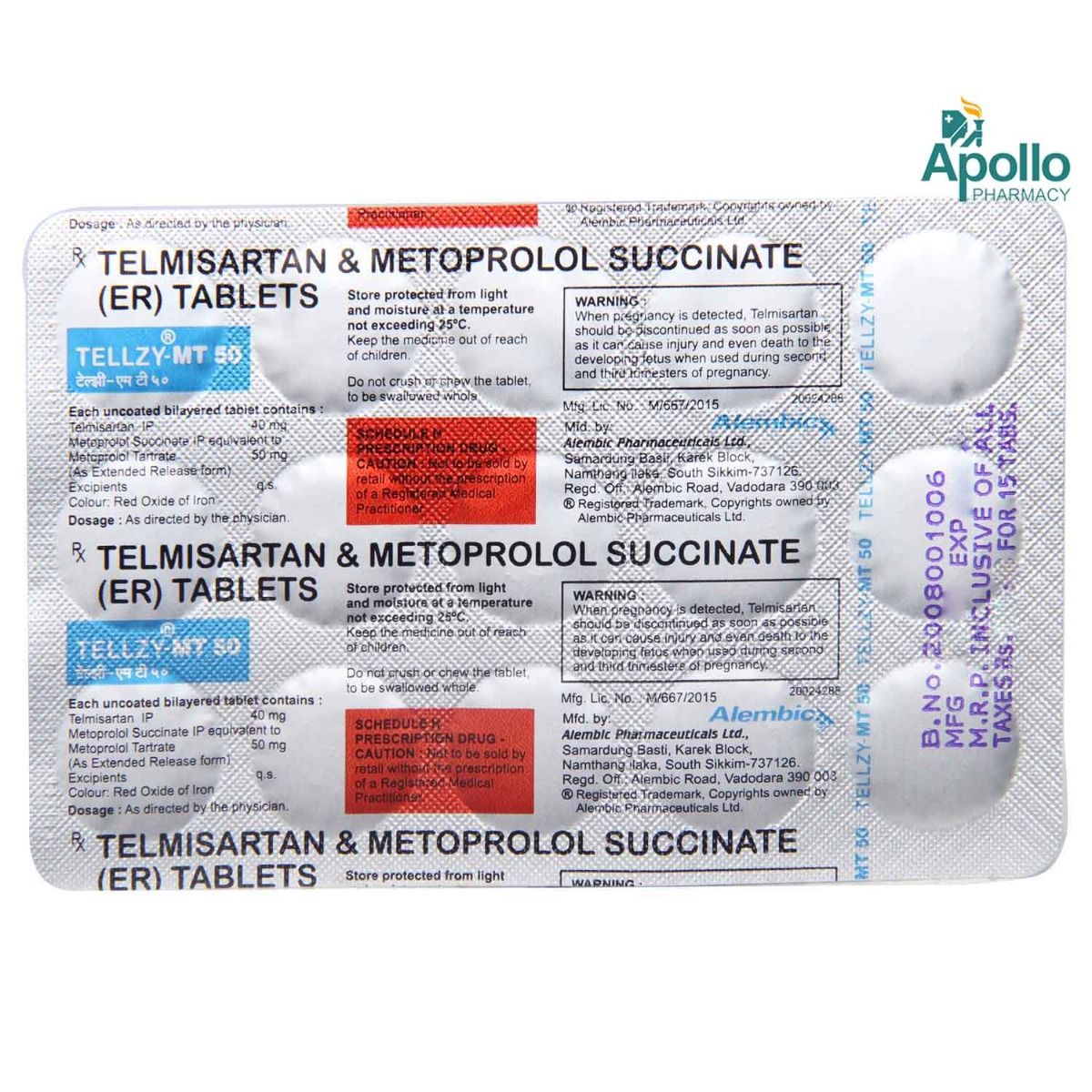 Tellzy MT 50 Tablet 10's Price, Uses, Side Effects, Composition ...