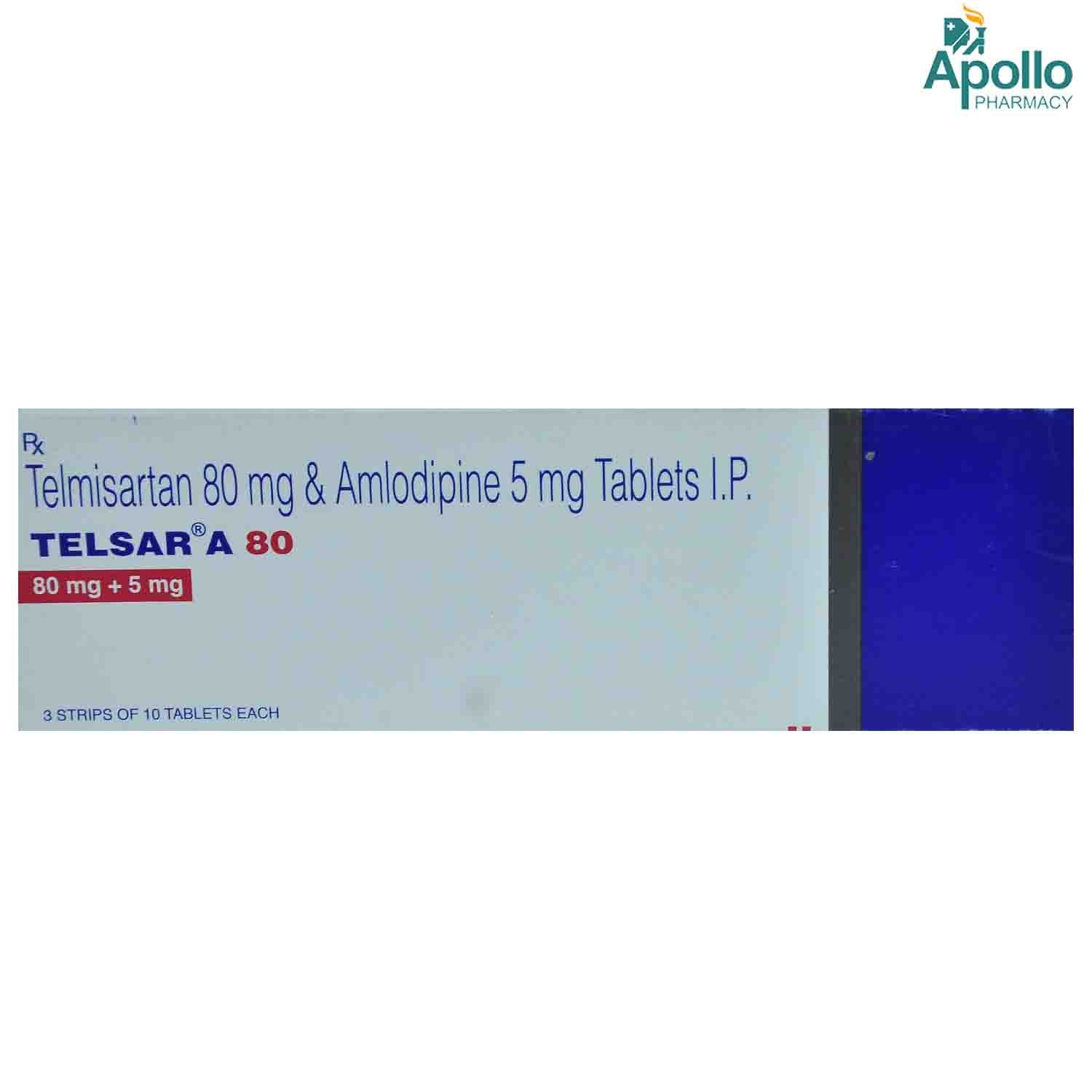 Telsar A 80 Tablet | Uses, Side Effects, Price | Apollo Pharmacy