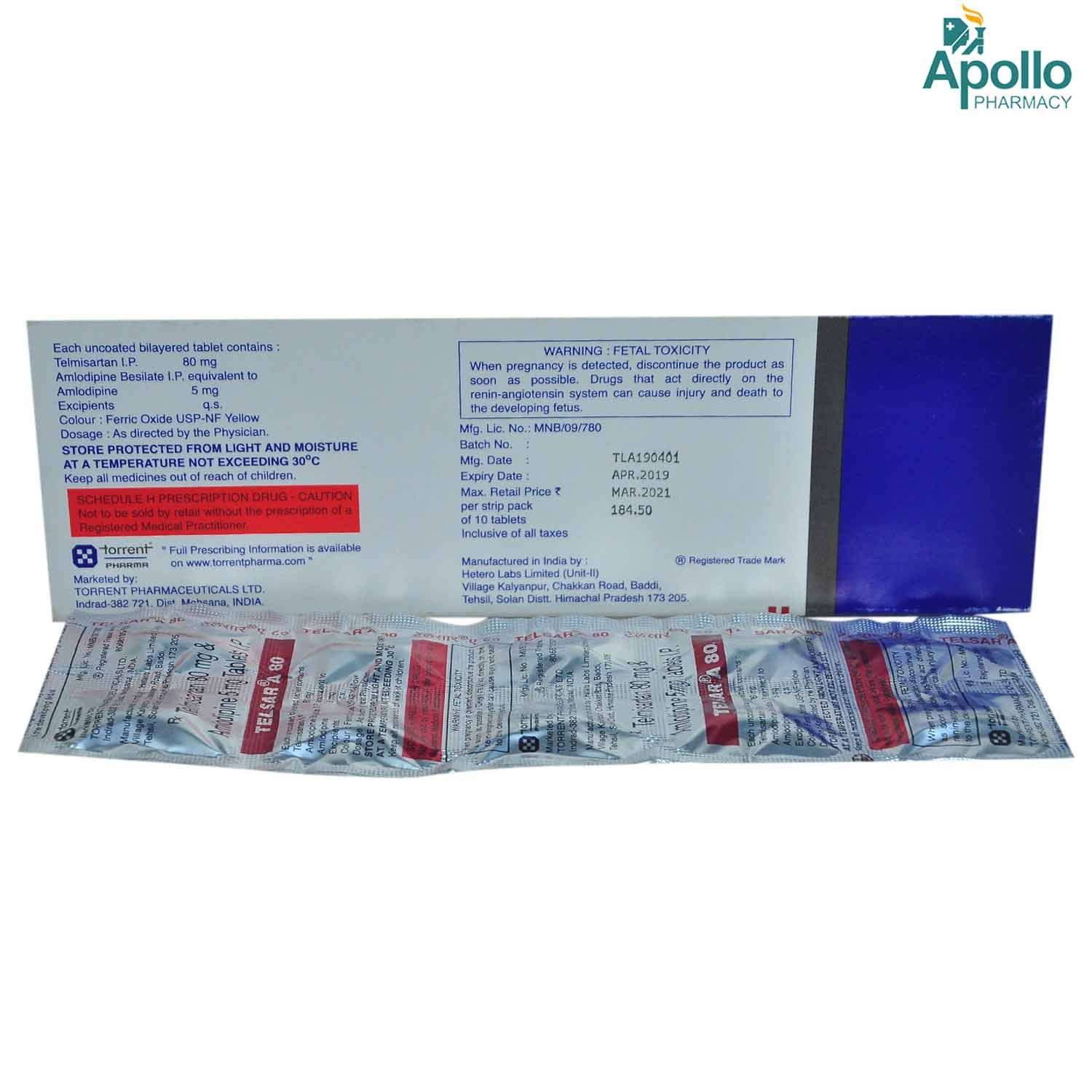 Telsar A 80 Tablet 10's Price, Uses, Side Effects, Composition - Apollo ...
