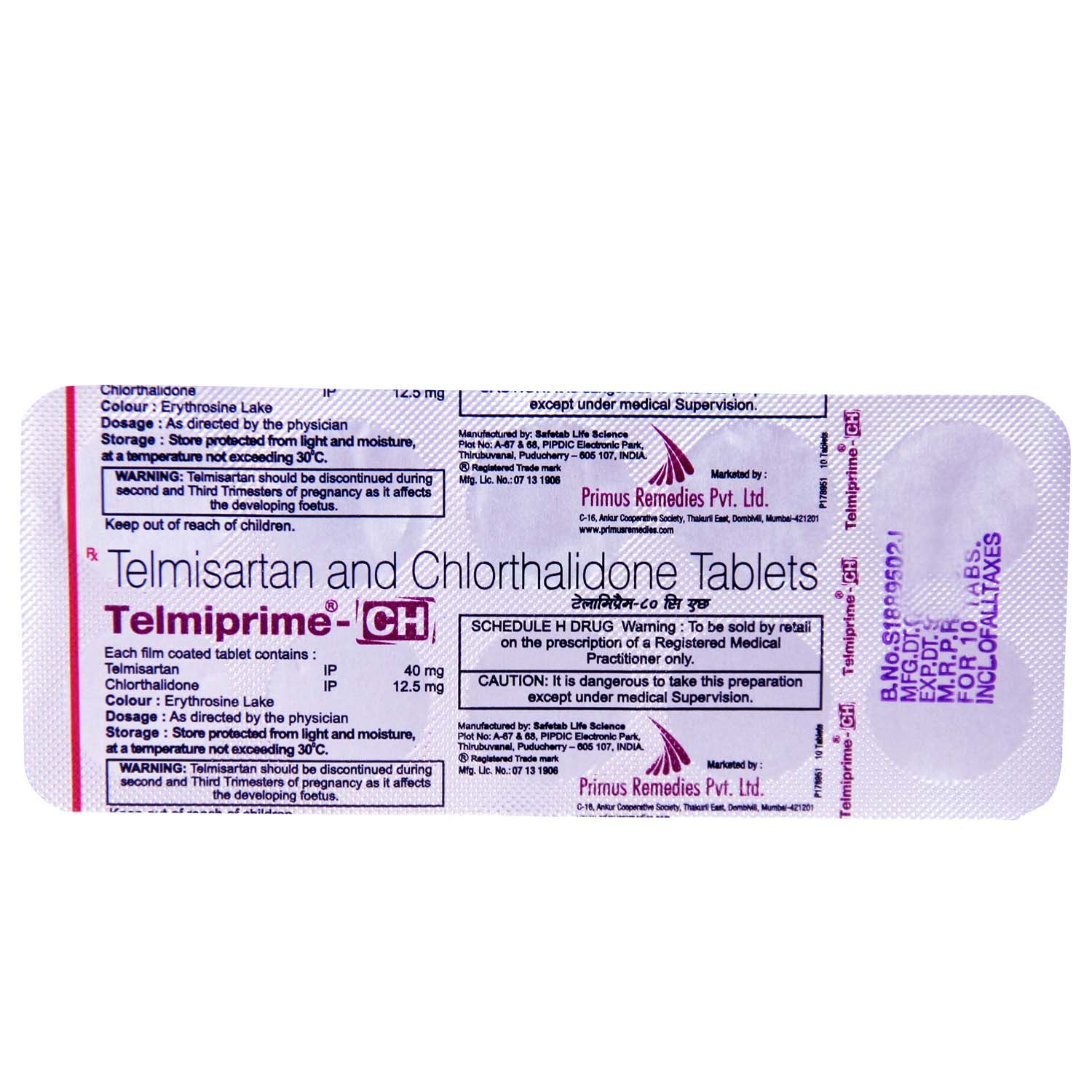 Telmiprime-CH Tablet 10's Price, Uses, Side Effects, Composition ...