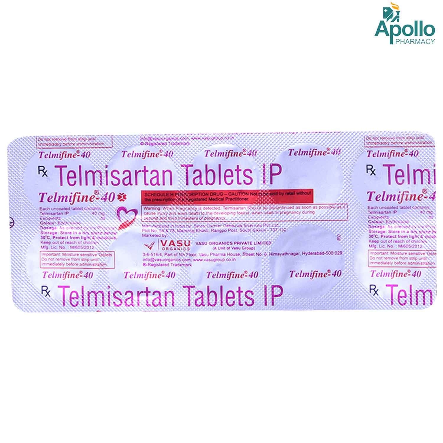 TELMIFINE 40MG TABLET 10'S Price, Uses, Side Effects, Composition ...