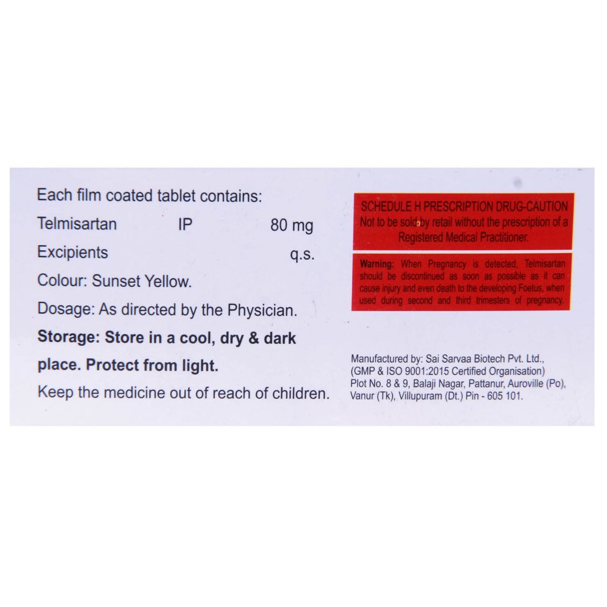 TELMIFINE 80MG TABLET 10'S Price, Uses, Side Effects, Composition ...