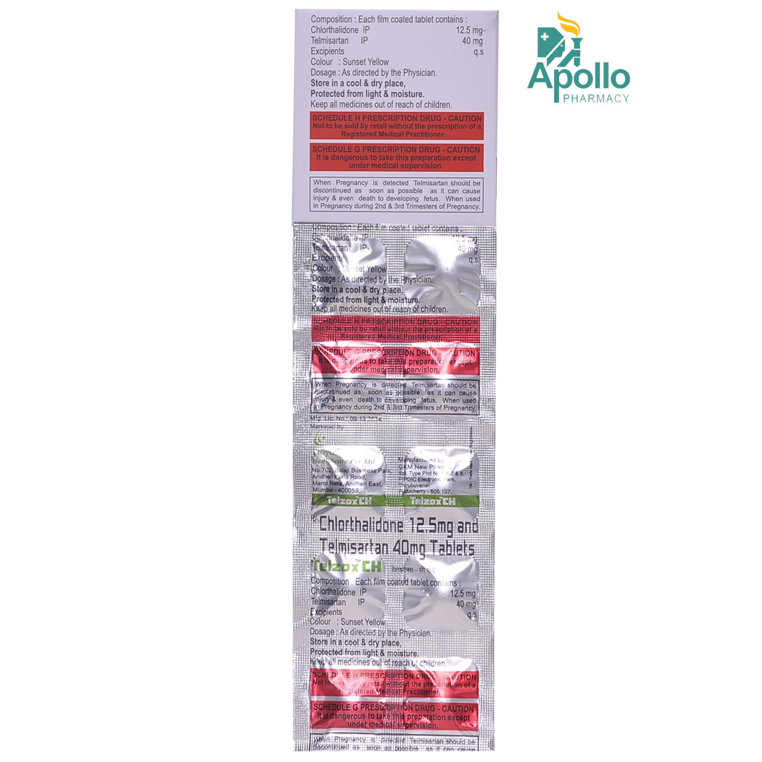 Telzox CH Tablet 10's Price, Uses, Side Effects, Composition - Apollo ...
