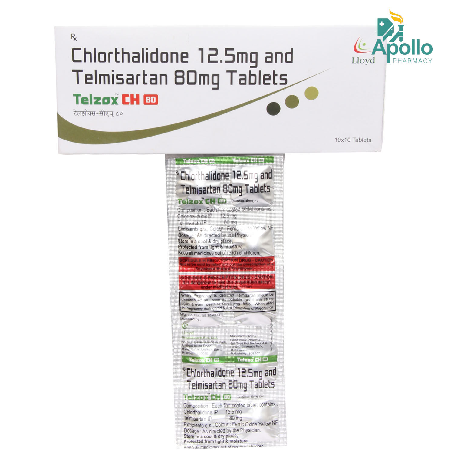 Telzox-CH 80 mg Tablet | Uses, Side Effects, Price | Apollo Pharmacy