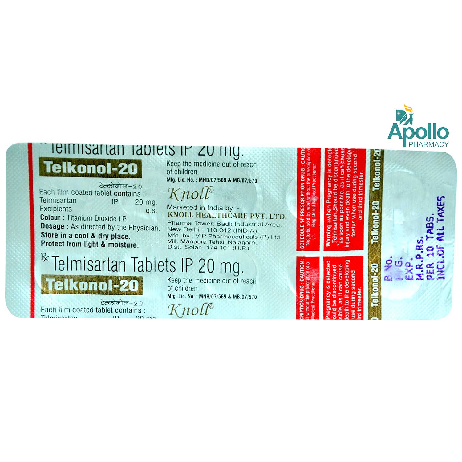 TELKONOL 20 TABLET 10'S Price, Uses, Side Effects, Composition - Apollo ...