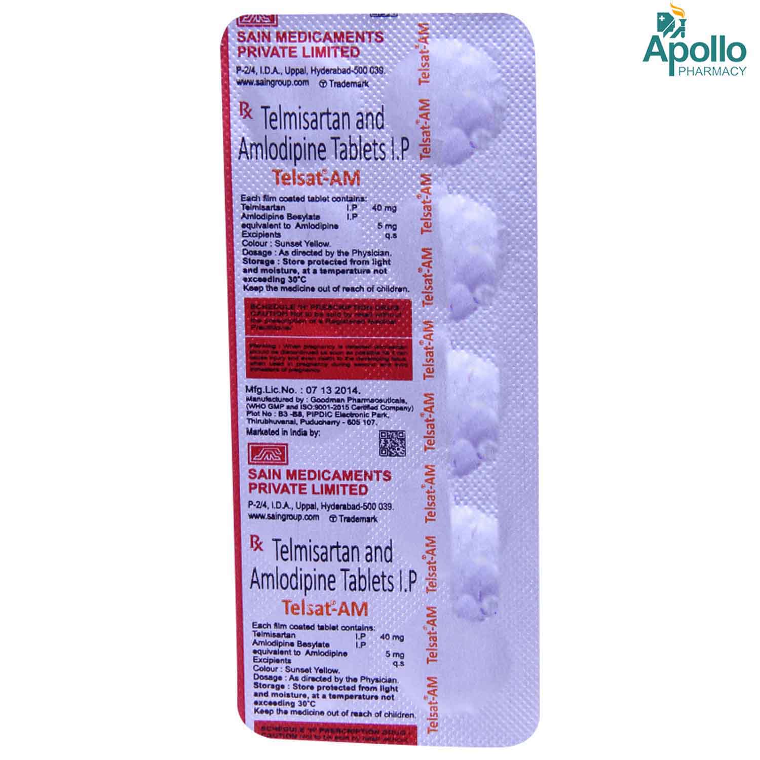 TELSAT AM TABLET 10'S Price, Uses, Side Effects, Composition - Apollo ...