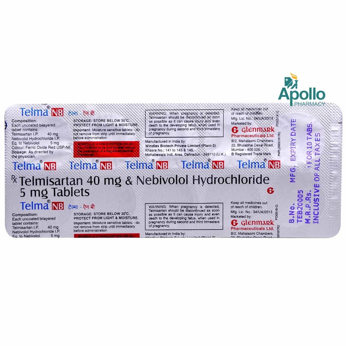 Telma NB Tablet 10's Price, Uses, Side Effects, Composition - Apollo ...