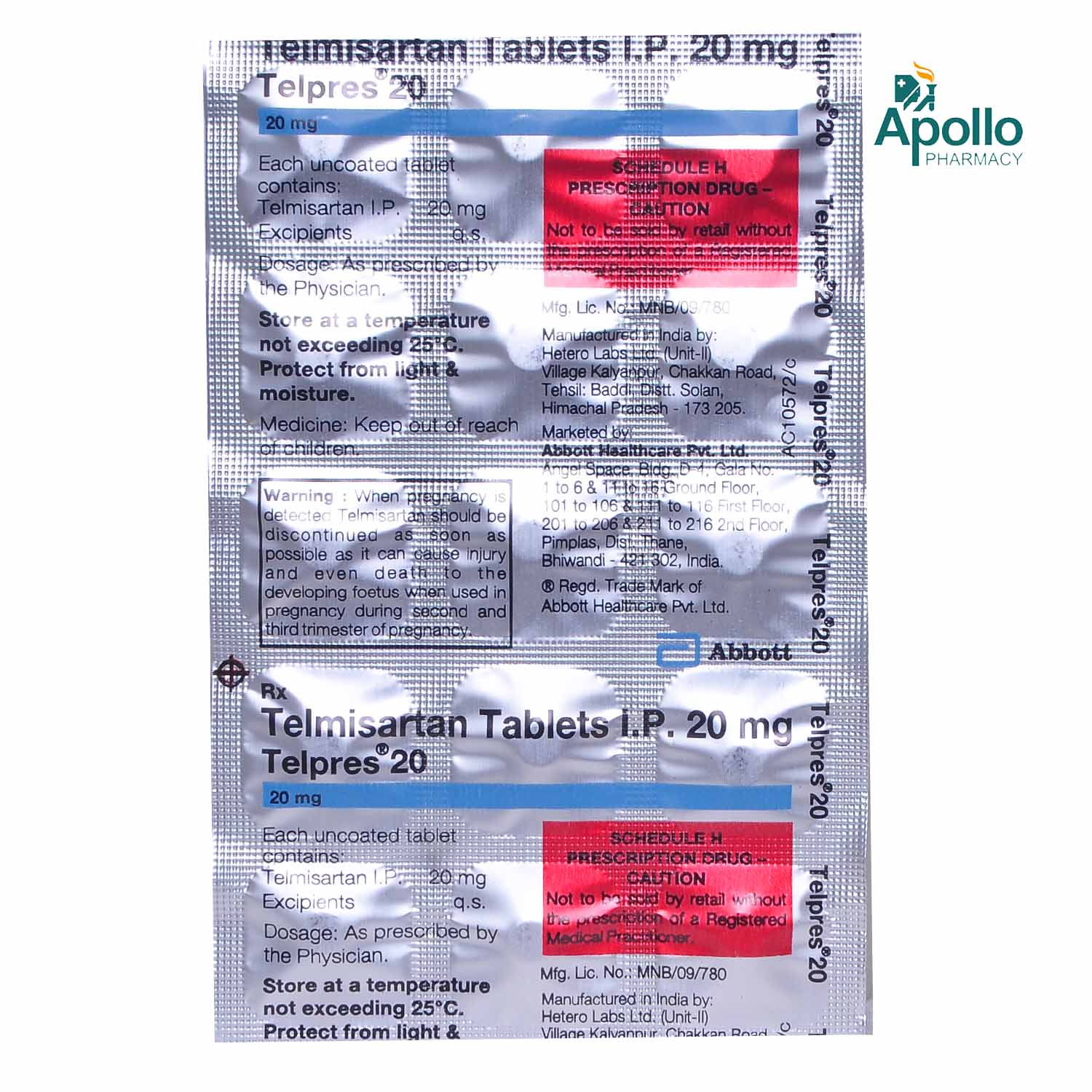 Telpres 20 Tablet 15's Price, Uses, Side Effects, Composition - Apollo ...