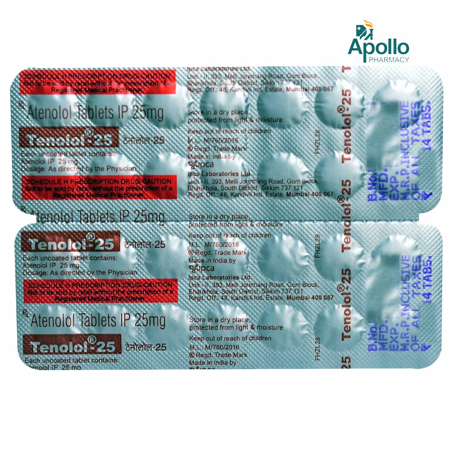 Tenolol-25 Tablet 14's Price, Uses, Side Effects, Composition - Apollo ...