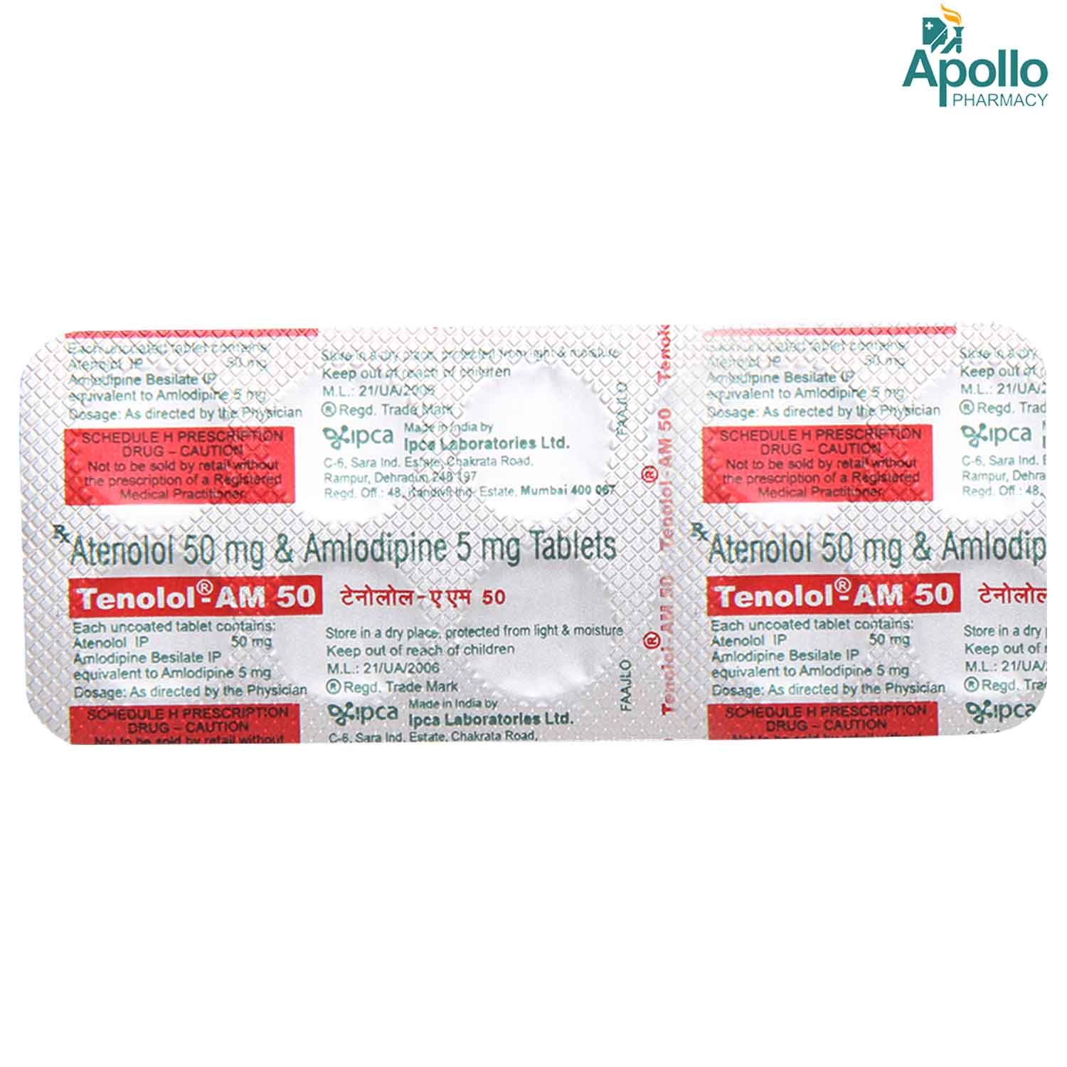 Tenolol AM 50 Tablet 10's Price, Uses, Side Effects, Composition ...