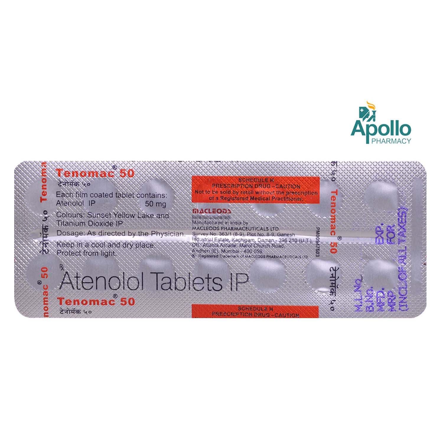 Tenomac 50 Tablet 14's Price, Uses, Side Effects, Composition - Apollo ...