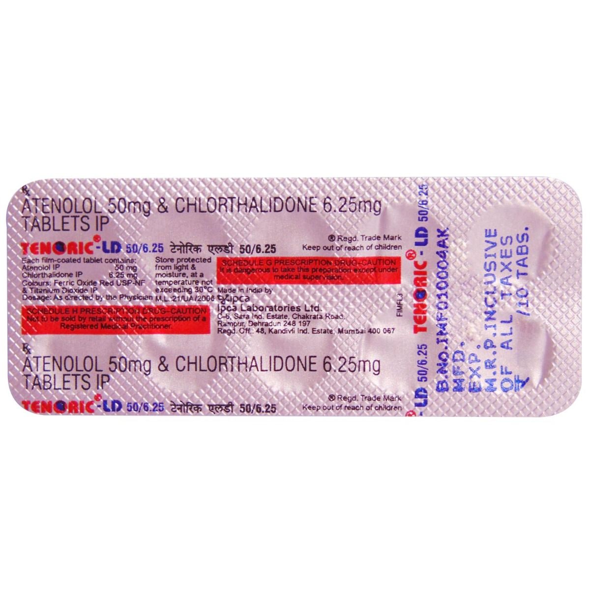 Tenoric LD 50/6.25 mg Tablet 10's Price, Uses, Side Effects ...