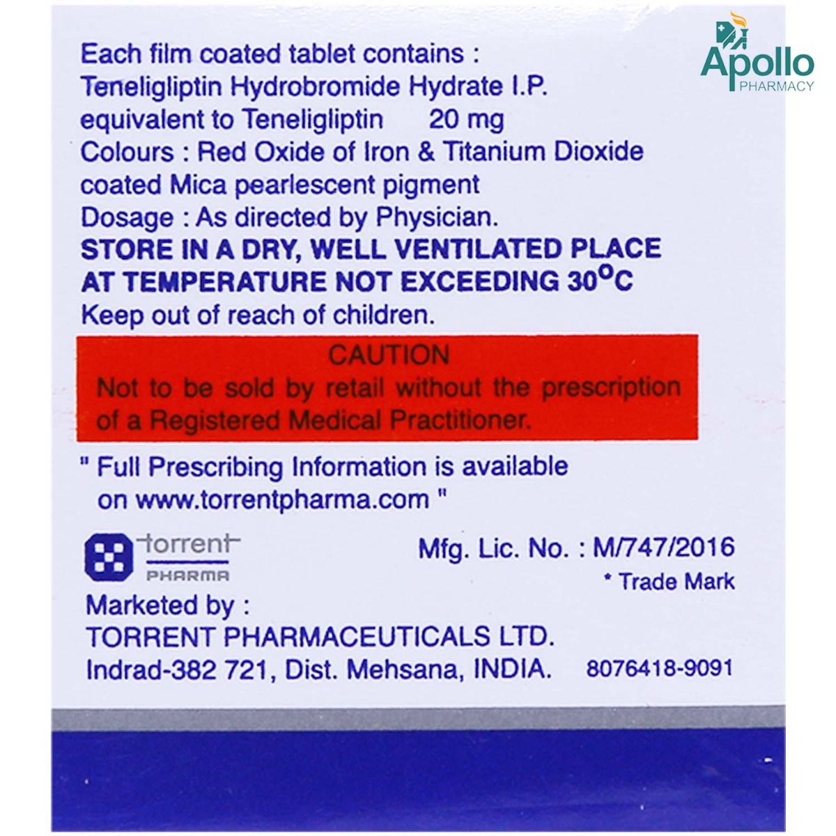 Teneza 20 mg Tablet 10's Price, Uses, Side Effects, Composition ...