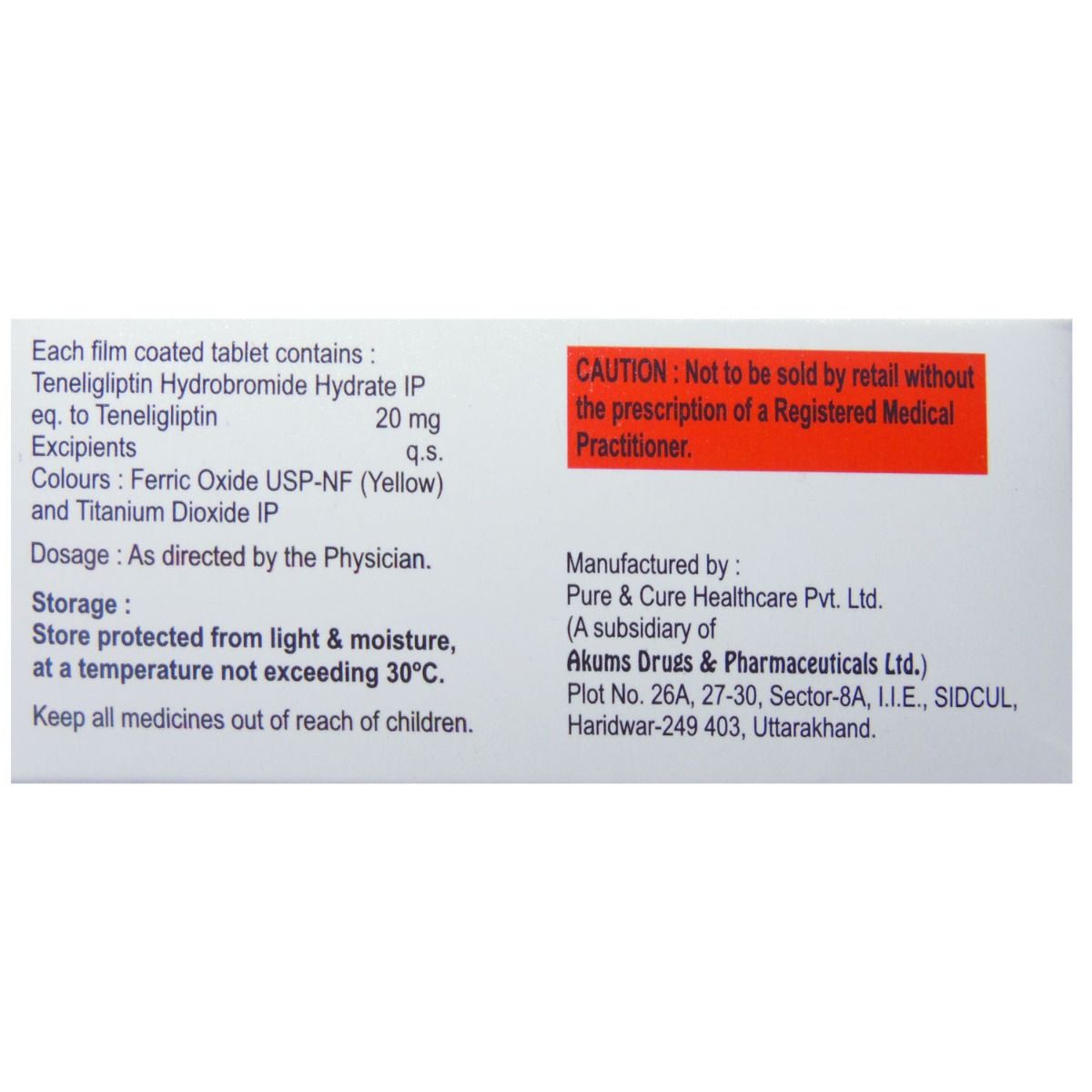 Teneliglip 20 Tablet | Uses, Side Effects, Price | Apollo Pharmacy