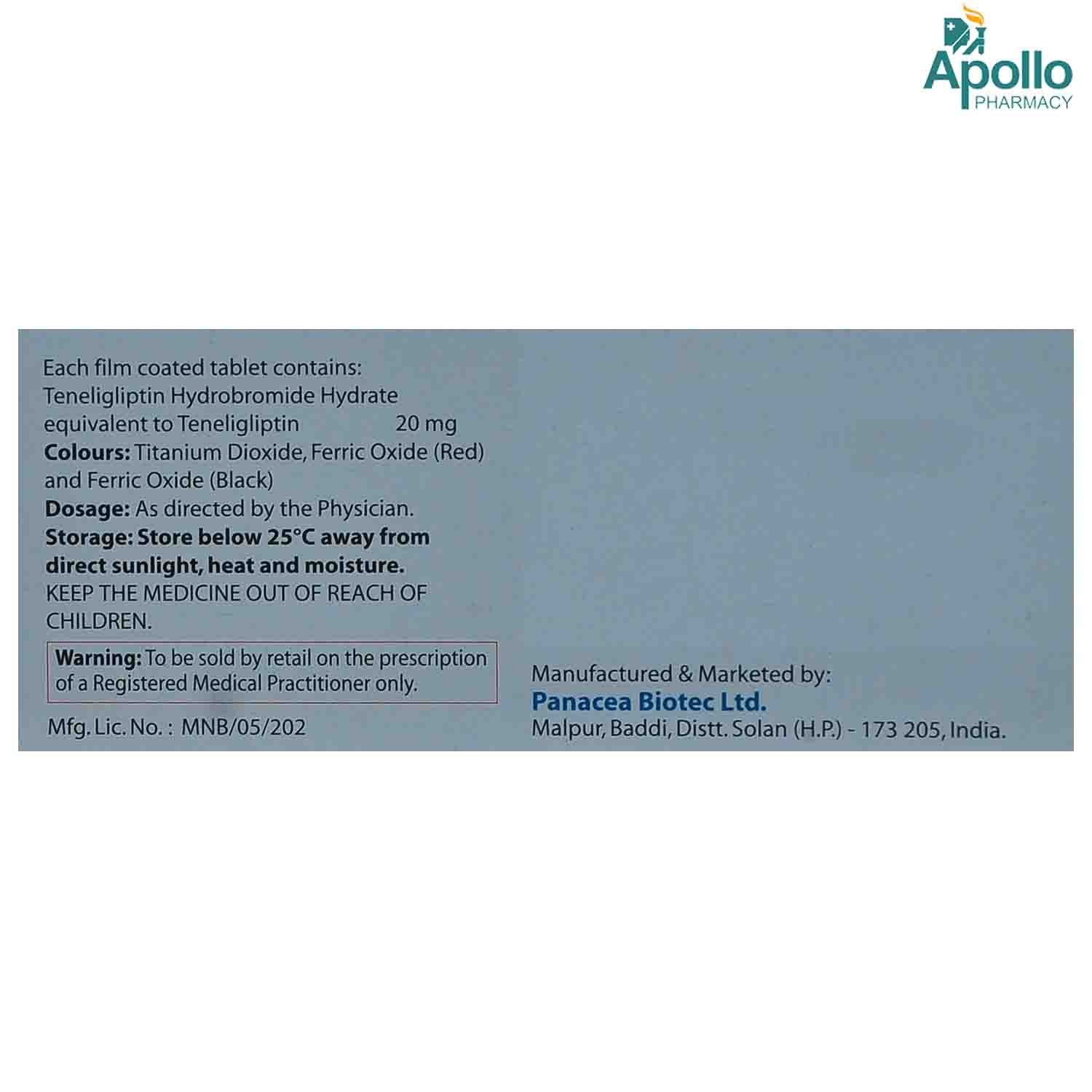 TENEPAN 20 TABLET 10'S Price, Uses, Side Effects, Composition - Apollo ...