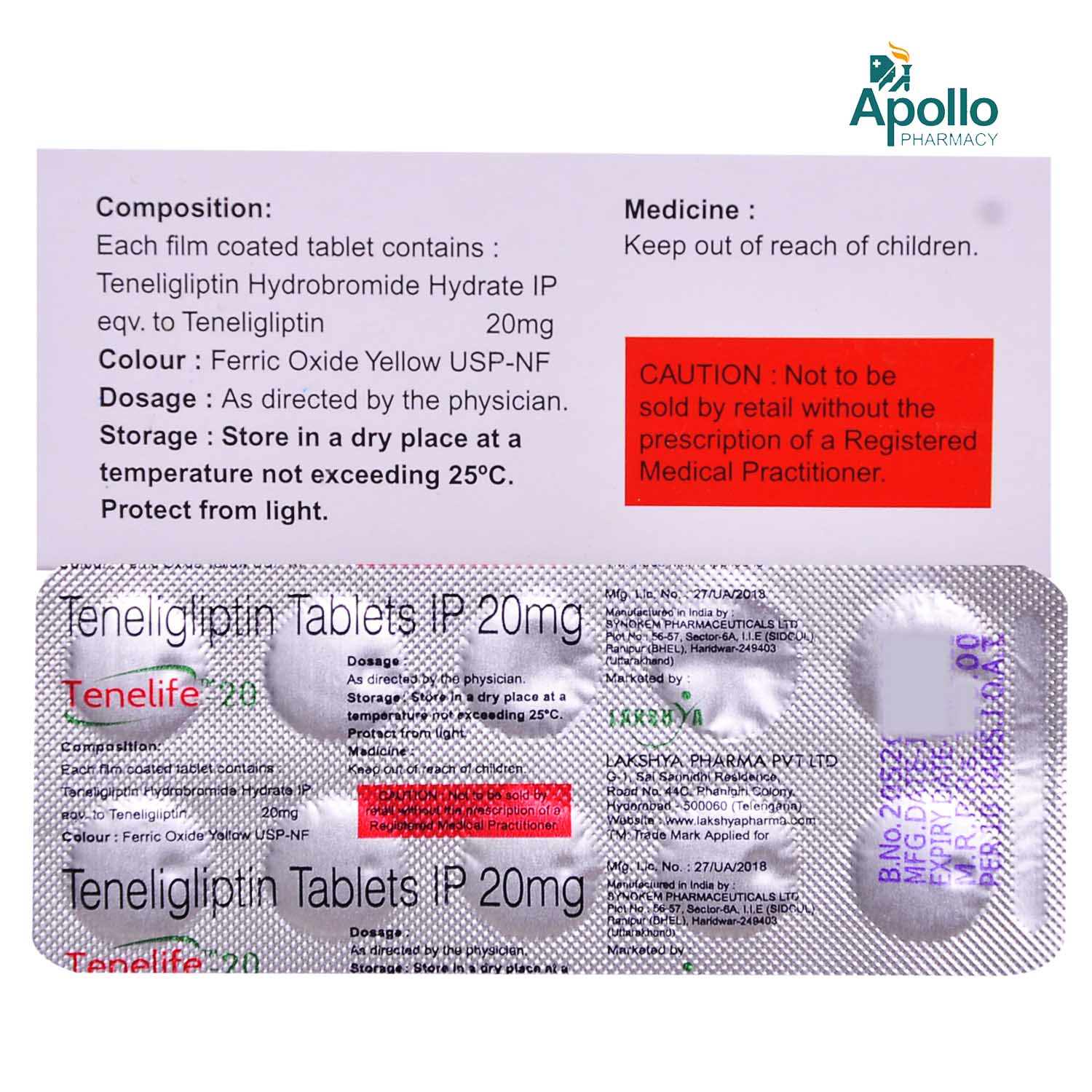 Tenelife 20 Tablet 10's Price, Uses, Side Effects, Composition - Apollo ...