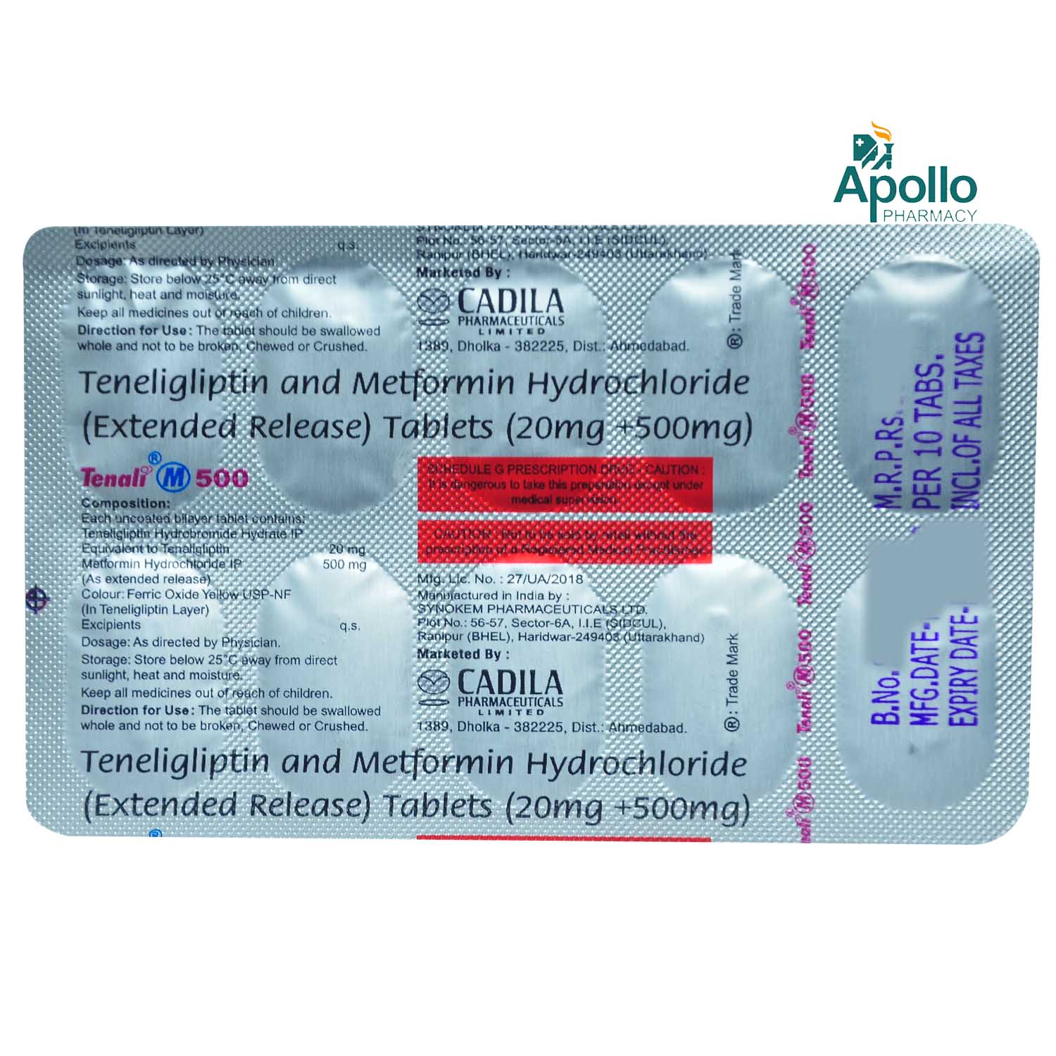 Tenali M 500 Tablet | Uses, Side Effects, Price | Apollo Pharmacy